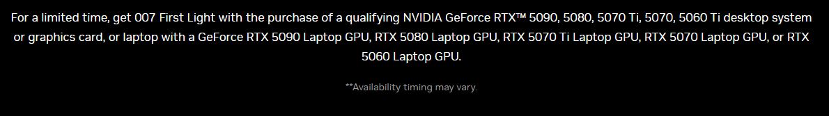 NVIDIA annonce le bundle GeForce RTX 50 Series 007 First Light dès la ...